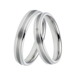 Trauring DOOSTI "Schmuck Geschenk Silber 925 Trauring Ehering Partnerring LIEBE" Gr. 48, silber (silberfarben), Fingerringe, Damen, 48, 0,01 SI = kleine Einschl&uuml;sse mit Brillant, Silber 925 (Sterlingsilber), 4mm, Trauring, Made in Germany, wahlweise mit oder ohne Brillant