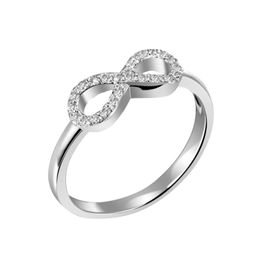 Fingerring Firetti "Schmuck Geschenk Silber 925 Silberring Infinity/Unendlichkeit" Gr. 52, silber (silberfarben, kristallwei&szlig;), Fingerringe, Damen, 52, Silber 925 (Sterlingsilber), 1,85mm, Fingerring, mit Zirkonia (synth.)