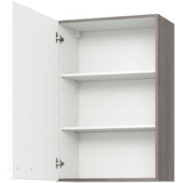 H&auml;ngeschrank KOCHSTATION "KS-Trea O50-90", wei&szlig; (wei&szlig;, eichefarben grau), B:50cm H:90cm T:35cm, Schr&auml;nke, H&auml;ngeschrank, inklusive zwei Einlegeb&ouml;den, Breite 50 cm, H&ouml;he 90 cm