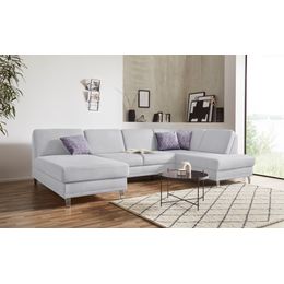 Sit & More Wohnlandschaft SIT & MORE "Clio U-Form", silber, B:319cm H:89cm T:190cm, Sofas, Wohnlandschaft, wahlweise mit Bettfunktion und Bettkasten, inklusive Federkern