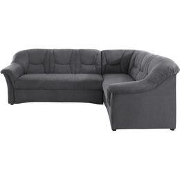 Ecksofa DOMO collection "Sarafina zeitlos&bequem, optional mit Federkern, Breite 240cm, L-Form", grau, B:240cm H:83cm T:190cm, Microfaser PRIMABELLE (100% Polyester) / Struktur (90% Polyester; 10% Polyacryl);Luxus-Microfaser (92% Polyester, 8% Nylon);Microfaser PRIMABELLE (100% Polyester), Sofas, Ecksofa, wahlweise mit Bettfunktion