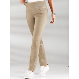 Schlupfhose Casual Looks, Damen, Gr. 25, Kurzgr&ouml;&szlig;en, beige (sand), 65% Baumwolle, 33% Polyester, 2% Elasthan, unifarben, lang, Hosen Schlupfhose