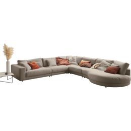 Ecksofa 3C CANDY "Enisa II, bequem und komfortabel, Mega Familiensofa, L-Form", beige (sand), B:225cm H:86cm T:395cm, 100% Polyester, Sofas, Ecksofa, incl. 3 Flatterkissen, wahlweise mit Flecken-Schutz-Bezug Easy care