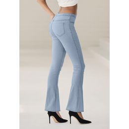 Jeggings Buffalo, Damen, Gr. 34, N-Gr, blau (hellblau, jeans), Strick, Obermaterial: 69% Baumwolle, 21% Polyester, 8% Viskose, 2% Elasthan, unifarben, Hosen Jeggings, mit ausgestelltem Bein, Topseller