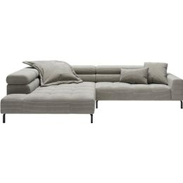 Ecksofa Home Affaire "Claya, L-Form, incl. Kopfteilverstellung, Breite 311 cm", grau (stone), B:311cm H:71cm T:219cm, 88% Polyester, 12% Polyacryl, Sofas, Ecksofa, mit elektrischem Sitzvorzug im Hauptelement