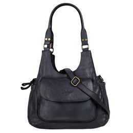 Umh&auml;ngetasche Samantha Look, Damen, Gr. B/H/T: 37cm x 18cm x 13cm onesize, blau, Leder, leicht gl&auml;nzend, unifarben, Taschen Umh&auml;ngetasche, echt Leder, Made in Italy