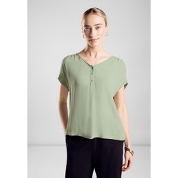 Shirttop Street One, Damen, Gr. 36, gr&uuml;n (soft moss gr&uuml;n), Obermaterial: 95% Viskose, 5% Elasthan, Crinkleoptik, regular fit taillenbedeckt, V-Ausschnitt, Tops Shirttop, mit softe Crinkle Viskose Front