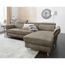 Sit & More Ecksofa SIT & MORE "Avignon L-Form", grau (taupe), B:259cm H:97cm T:172cm, Flachgewebe (90% Polyester, 10% Polyamid);Luxus-Microfaser (100% Polyester);Struktur (100% Polyester), Sofas, Ecksofa, Kopfteilverstellung, wahlweise mit Bettfunktion und Bettkasten