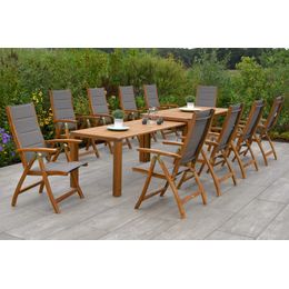 Garten-Essgruppe Merxx "Acapulco", beige (natur, grau), Polyester, Massivholz, Polyester, Sitzm&ouml;bel-Sets, Garten-Essgruppe
