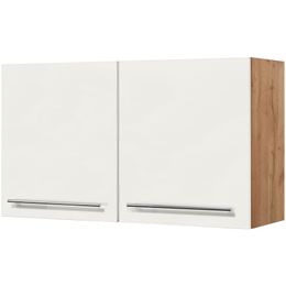 H&auml;ngeschrank KOCHSTATION "KS-Wien", wei&szlig; (wei&szlig;, wotaneiche), B:100cm H:57cm T:34cm, Holzwerkstoff, Schr&auml;nke, H&auml;ngeschrank