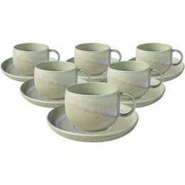 Tasse "Espressotassen mit Untertassen Perlemor Alga 60 ml 6er Set gr&uuml;n", gr&uuml;n, 6 tlg., Porzellan, LIKE. BY VILLEROY & BOCH, Trinkgef&auml;&szlig;e, Tasse
