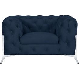 Chesterfield-Sessel Home Affaire "Amaury Sessel", blau, B:125cm H:75cm T:97cm, Struktur (100% Polyester9;Samtoptik (100% Polyester), Sessel, Chesterfield-Sessel, aufw&auml;ndige Knopfheftung, moderne Chesterfield Optik, Fu&szlig;farbe w&auml;hlbar
