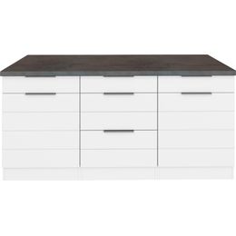 Unterschrank KOCHSTATION "KS-Luhe", wei&szlig; (wei&szlig; matt, wei&szlig;), B:180cm H:86cm T:60cm, MDF, Schr&auml;nke, Unterschrank, 180 cm breit, f&uuml;r viel Stauraum, MDF-Fronten mit waagerechter Lisene