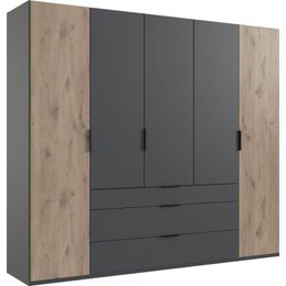 Dreht&uuml;renschrank wimex "Burgos by fresh to go", grau (front und korpus graphit, absetzung viking oak nachbildung), B:250cm H:216cm T:58cm, Holzwerkstoff, Schr&auml;nke, Dreht&uuml;renschrank, mit extra gro&szlig;en Schubladen