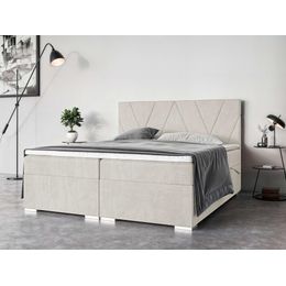Bett Home Affaire "Liania mit Matratze und Topper, in 2 Breiten (160 und 180 cm)", beige (hellbeige), B:182cm H:119cm L:209cm, 100% Polyester, Betten, Bett, Boxspringbett mit Bettkasten, Matratze (BFK/TFK) und Topper