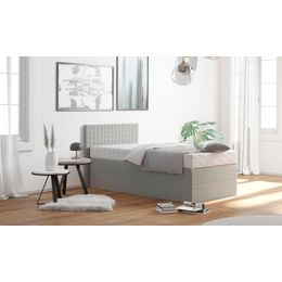 Boxspringbett, grau, B:135cm L:210cm, Bezug: 100% Polyester;Polsterwatte: 100% Polyester, Westfalia Schlafkomfort, Komplettbetten, Boxspringbett, mit Zierkissen, wahlweise mit Topper