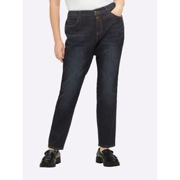 Bequeme Jeans sheego, Damen, Gr. 48, Normalgr&ouml;&szlig;en, dunkelblau, 99% Baumwolle, 1% Elasthan, unifarben, lang, Jeans Bequeme Jeans