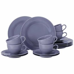 Geschirr-Set Seltmann Weiden "Kaffeeservice Beat Color Glaze 18er Set", lila (fliederblau), Porzellan, Geschirr-Sets, Geschirr-Set