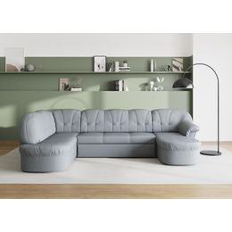 Wohnlandschaft DOMO collection "Pegnitz, zeitlos&modern, elegante R&uuml;ckensteppung, Breite 292cm, U-Form", silber, B:292cm H:82cm T:180cm, 100% Polyester, Sofas, Wohnlandschaft, wahlweise mit Bettfunktion