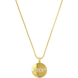 JOOP! Kette mit Anh&auml;nger JOOP "2038019", gold (gelbgoldfarben, wei&szlig;), Halsketten, Damen, Silber 925 (Sterlingsilber), L: 45 B: 1,4mm, Kette mit Anh&auml;nger, mit Zirkonia (synth.), B:1,4mm