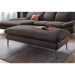 Hocker W.Schillig "enjoy&MORE", braun (braun z59), B:151cm H:45cm T:71cm, Chenille-Flachgewebe R66 (85% Polyester, 15% Nylon);Longlife Xtra-Leder Z59: Glattleder mit modischer Pr&auml;gung. Hautst&auml;rke 0, 9 - 1, 1 mm;Stoff S37 (100% Polyester), Hocker, Hocker, F&uuml;&szlig;e bronze pulverbeschichtet, Breite 151 cm