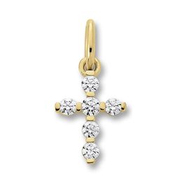 Kettenanh&auml;nger ONE ELEMENT "Zirkonia Kreuz Anh&auml;nger aus 333 Gelbgold", gold, Schmuckanh&auml;nger, Damen, Gelbgold 333, Kettenanh&auml;nger