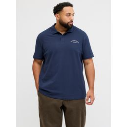 Jack & Jones PlusSize Poloshirt "JJCOLLEGE LOGO POLO SS PLS", Herren, Gr. 4XL, navy blazer, Jersey, Obermaterial: 100% Baumwolle, JACK & JONES PLUSSIZE, bedruckt, regular fit, Shirts Poloshirt