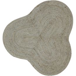 Teppich CarpetFine "Alia Juteteppich", grau (taupe), B:120cm H:10mm L:120cm, Jute, Teppiche, Teppich, handgewebt aus Jute, Naturteppich, Sonderform blau, Boho Style, uni