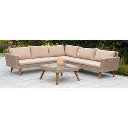 Gartenlounge-Set Merxx "Pamplona", beige, Obermaterial: 100% Polyester. F&uuml;llung: 100% Polyurethan, Sitzm&ouml;bel-Sets, Gartenlounge-Set