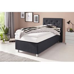 Boxspringbett, grau (anthrazit), B:134cm L:210cm, Bezug Unterbox und Kopfteil: Strukturstoff (77% Polyester und 23% Viskose);Bezug Obermatratze 100% Polyester, Westfalia Schlafkomfort, Komplettbetten, Boxspringbett, in diversen Ausf&uuml;hrungen