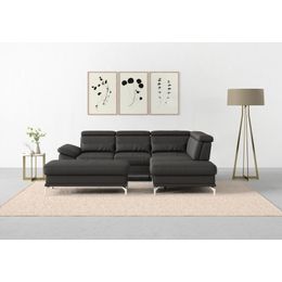 Sit & More Ecksofa SIT & MORE "Cabrio L-Form, B: 274 cm, mit Sitztiefen-, Arm- & Kopfteilverstellung", braun (mokka), B:274cm H:87cm T:230cm, Sofas, Ecksofa, 3 Nierenkissen, Federkern, optional Bettfunktion und Stauraum