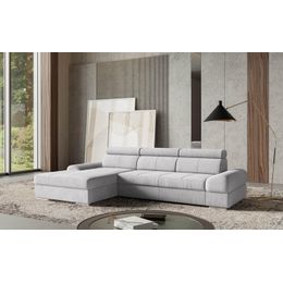 Sit & More Ecksofa SIT & MORE "Broadway L-Form", silber, B:284cm H:79cm T:171cm, 90% Polyester, 10% Polyamid, Sofas, Ecksofa, inklusive Kopfteilverstellung, wahlweise mit Bettfunktion