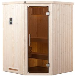 Sauna Weka "Kiruna", beige (naturbelassen), Bio-Kombiofen, externe Steuerung, 3,6 kW, Saunen, Sauna, 3,6 kW Bio-Ofen mit ext. Steuerung