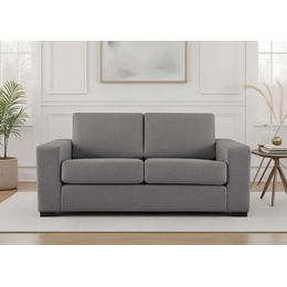 2-Sitzer Home Affaire "Branwell", grau, B:175cm H:86cm T:96cm, 100% Polyester, Sofas, 2-Sitzer, Breite 175 cm, Struktur fein, mit Wellenunterfederung
