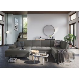 Sit & More Wohnlandschaft SIT & MORE "Latigo U-Form", braun (schlamm), B:346cm T:201cm, Sofas, Wohnlandschaft, mit Mega-Recamiere, wahlweise mit Bettfunktion und Bettkasten