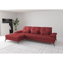 Sit & More Ecksofa SIT & MORE "Amica, L-Form, inkl. Sitztiefenverstellung & Armteilverstellung", rot (feuerrot), B:279cm H:90cm T:185cm, Sofas, Ecksofa, wahlweise mit Bettfunktion, Bettkasten und Kopfteilverstellung