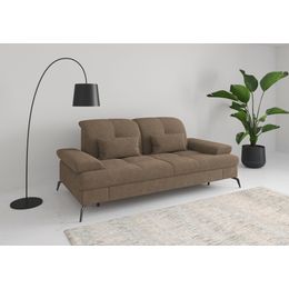 Sit & More 2,5-Sitzer SIT & MORE "Amica, inkl. Sitztiefenverstellung und Armteilverstellung", braun (hellbraun), B:202cm H:90cm T:122cm, 100% Polyester, Sofas, 2 5-Sitzer, wahlweise mit Kopfteilverstellung und Bettfunktion