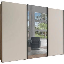 Schwebet&uuml;renschrank Wiemann "Monaco", braun (bianco, eiche, nachbildung), B:295,2cm H:217cm T:67cm, Holzwerkstoff, Kristallglas, Schr&auml;nke, Schwebet&uuml;renschrank, hochwertige Beschl&auml;ge