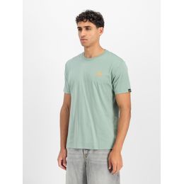 Rundhalsshirt Alpha Industries "Backprint T", Herren, Gr. XL, frost gr&uuml;n, Single Jersey, Obermaterial: 100% Baumwolle, bedruckt, regular fit normal, Rundhals, Shirts Rundhalsshirt