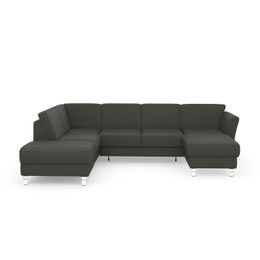 Sit & More Wohnlandschaft SIT & MORE "Visby U-Form", grau (anthrazit), B:303cm H:87cm T:213cm, Sofas, Wohnlandschaft, Wahlweise mit Bettfunktion und Stauraum, frei im Raum stellbar