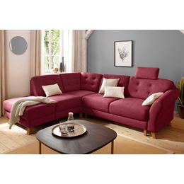 Ecksofa Home Affaire "Trondheim L-Form", rot (dunkel rot), B:260cm H:89cm T:90cm, Struktur weich ( 97% Polyester, 3% Baumwolle);Luxus-Microfaser ALTARA NUBUCK (100% Polyester);Luxus-Microfaser Lederoptik (100% Polyester), Sofas, Ecksofa, mit Federkern