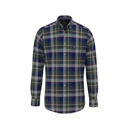 Langarmhemd Fynch-Hatton, Herren, Gr. XL, N-Gr, navy, Web, Obermaterial: 100% Baumwolle, kariert, regular fit taillenbedeckt, Manschette, Hemden Langarmhemd, mit Logo Stickerei