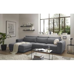 Ecksofa ED EXCITING DESIGN "Barura L-Form", grau (dunkelgrau), B:333cm H:90cm T:194cm, 92% Polyester, 8% Nylon, Sofas, Ecksofa, mit 3 Nierenkissen