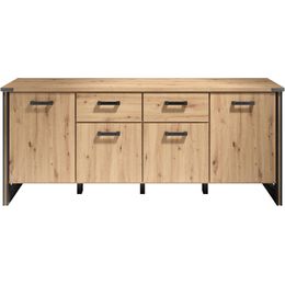 Sideboard Home Affaire "Mia", braun (artisan eiche nachbildung, matera nb), B:207cm H:88cm T:42cm, FSC-zertifizierter Holzwerkstoff, Sideboards, Sideboard, Echtholzoptik, Eiche, 207 cm breiter Schrank