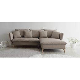 Ecksofa OTTO HOME "MERLE, 258 cm, L-Form, traumhafter Cord", braun (hellbraun), B:258cm H:91cm, 100% Polyester;Federung Ottomane : 12 x Feder Type B 1650mm;Ferderung 2 Sitzer: 10 x Feder Type B 650 mm;PU-Schaum und Nosag-Federung;Sitz und Funktion: Schaum T30/40 8 cm, Sofas, Ecksofa, mit Bettfunktion und Bettkasten, Liegefl&auml;che 224 x 139