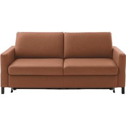 Schlafsofa Home Affaire "Calestra, Lederbezug, 3-Sitzer mit Kaltschaummatratze, Breite 208 cm", braun, B:208cm H:86cm T:102cm, 100% Leder, Sofas, Schlafsofa, L&auml;ngsschl&auml;fer mit echter Dauerschl&auml;ferfunktion & flexibel stellbar