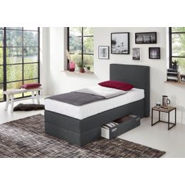 Boxspringbett, grau (strukturstoff anthrazit), Liegefl&auml;che B/L: 90cm x 200cm, H2, 7-Zonen-Kaltschaummatratze, Westfalia Schlafkomfort, Komplettbetten, Boxspringbett, mit Schubk&auml;sten und Zierkissen