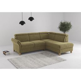 Ecksofa Home Affaire "Glendale, L-Form", olive, B:247cm H:84cm T:193cm, 100% Polyester, Sofas, Ecksofa, inkl. Kopfteilverstellung, wahlweise mit Vorziehsitz und Bettkasten