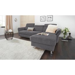 Sit & More Ecksofa SIT & MORE "Avignon L-Form", grau, B:259cm H:97cm T:172cm, Flachgewebe (90% Polyester, 10% Polyamid);Luxus-Microfaser (100% Polyester);Struktur (100% Polyester), Sofas, Ecksofa, Kopfteilverstellung, wahlweise mit Bettfunktion und Bettkasten