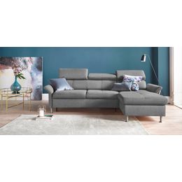 Ecksofa exxpo - SOFA FASHION "Maretto, bequem & komfortabel, bodenfrei, Breite 257cm, L-Form", grau, B:257cm H:96cm T:167cm, Luxus-Microfaser (100% Polyester), Sofas, Ecksofa, inkl. Kopf- bzw. R&uuml;ckenverstellung, wahlweise mit Bettfunktion